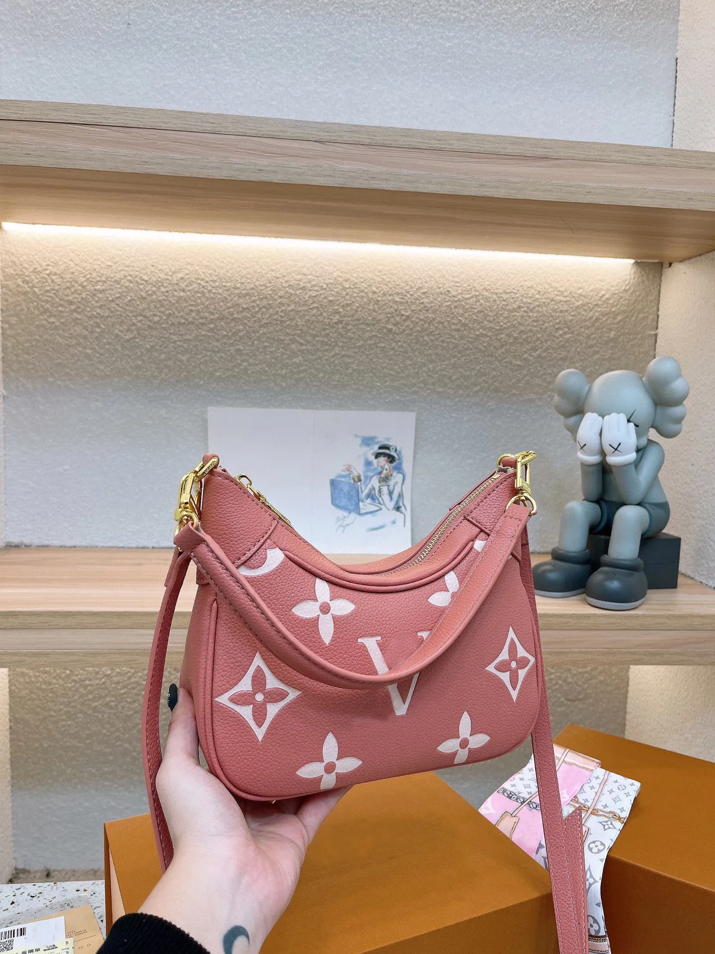Wholesale And Retail Bags Powder Leather Printing Dumplings For Women