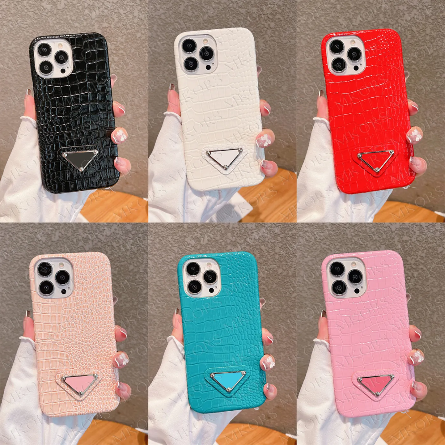 Luxury Triangle Design Phone Cases Crocodile Skin Case For IPhone 14 ...