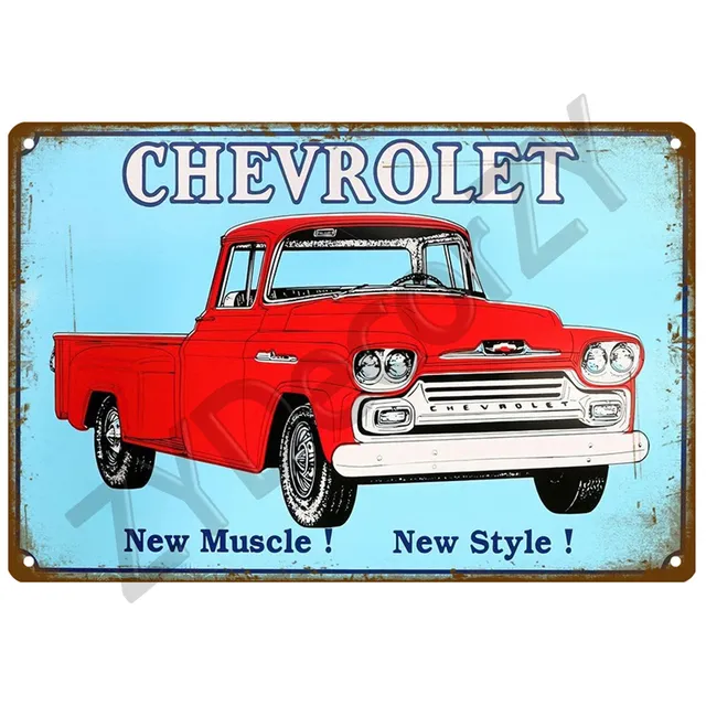 Chevy Metal Painting Tin Sign Plate Wall Vintage Art For Vintage Retro ...