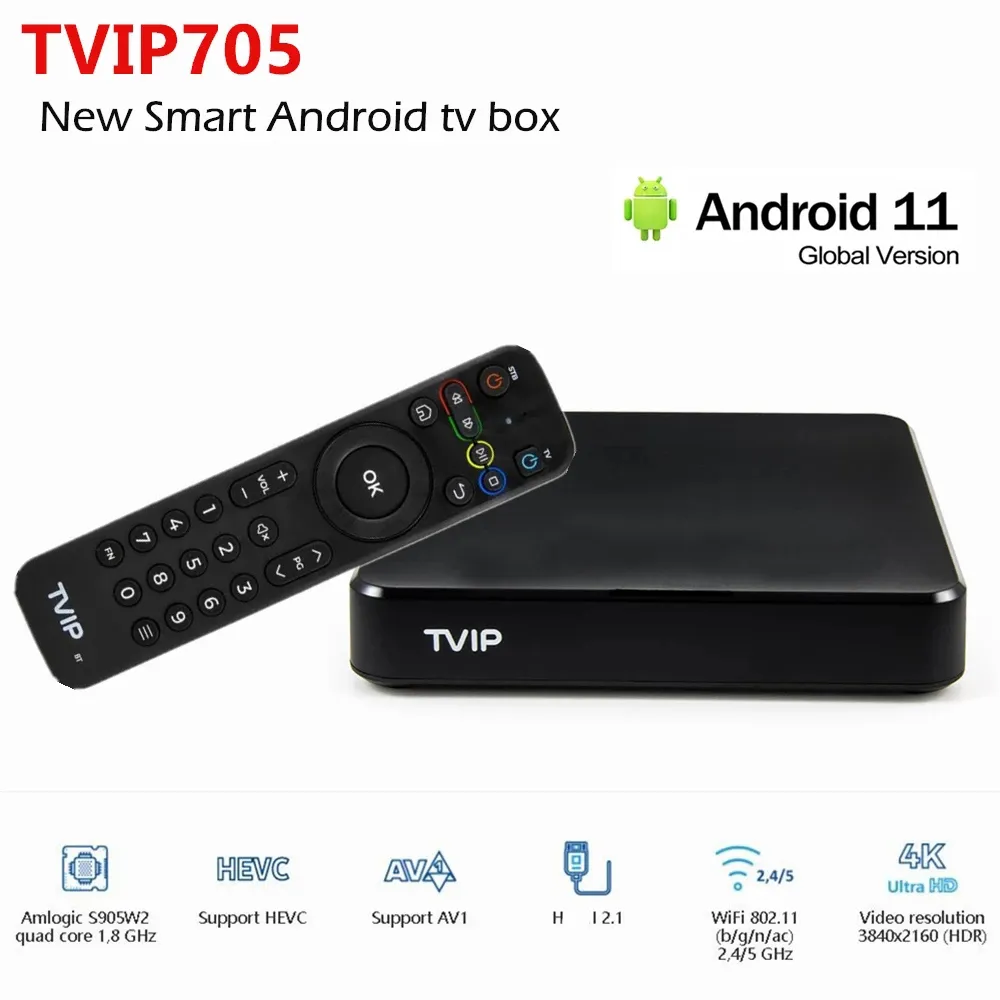 TVIP 705 Android 11.0 TV BOX 4K Ultra HD IPV Amlogic S905W2 2.4/5G WiFi ...
