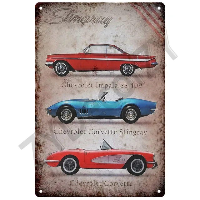 Chevy Metal Painting Tin Sign Plate Wall Vintage Art For Vintage Retro ...