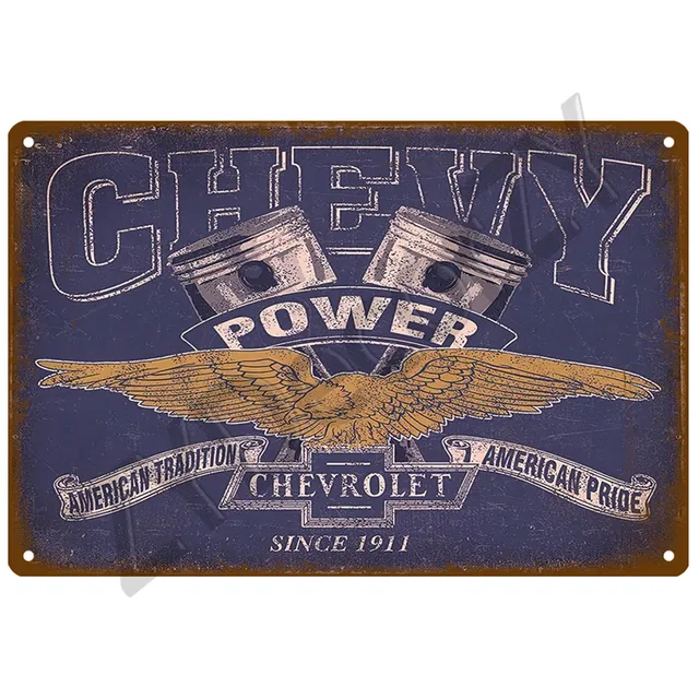 Chevy Metal Painting Tin Sign Plate Wall Vintage Art For Vintage Retro ...
