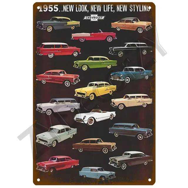 Chevy Metal Painting Tin Sign Plate Wall Vintage Art For Vintage Retro ...
