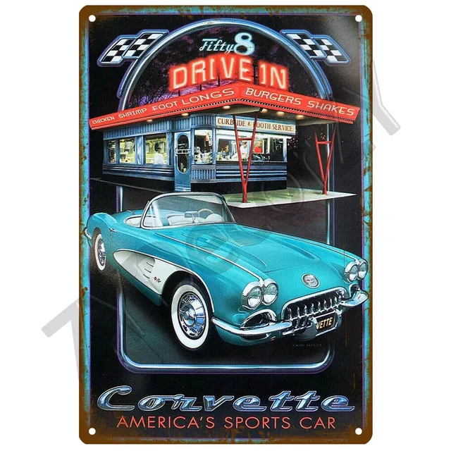 Chevy Metal Painting Tin Sign Plate Wall Vintage Art For Vintage Retro ...