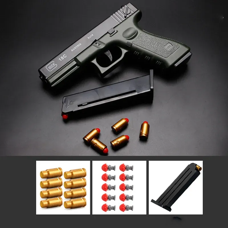 Kids Toy Gun - Jump Ejecting Mag, Soft Bullets, Pull Back Action Pistol ...