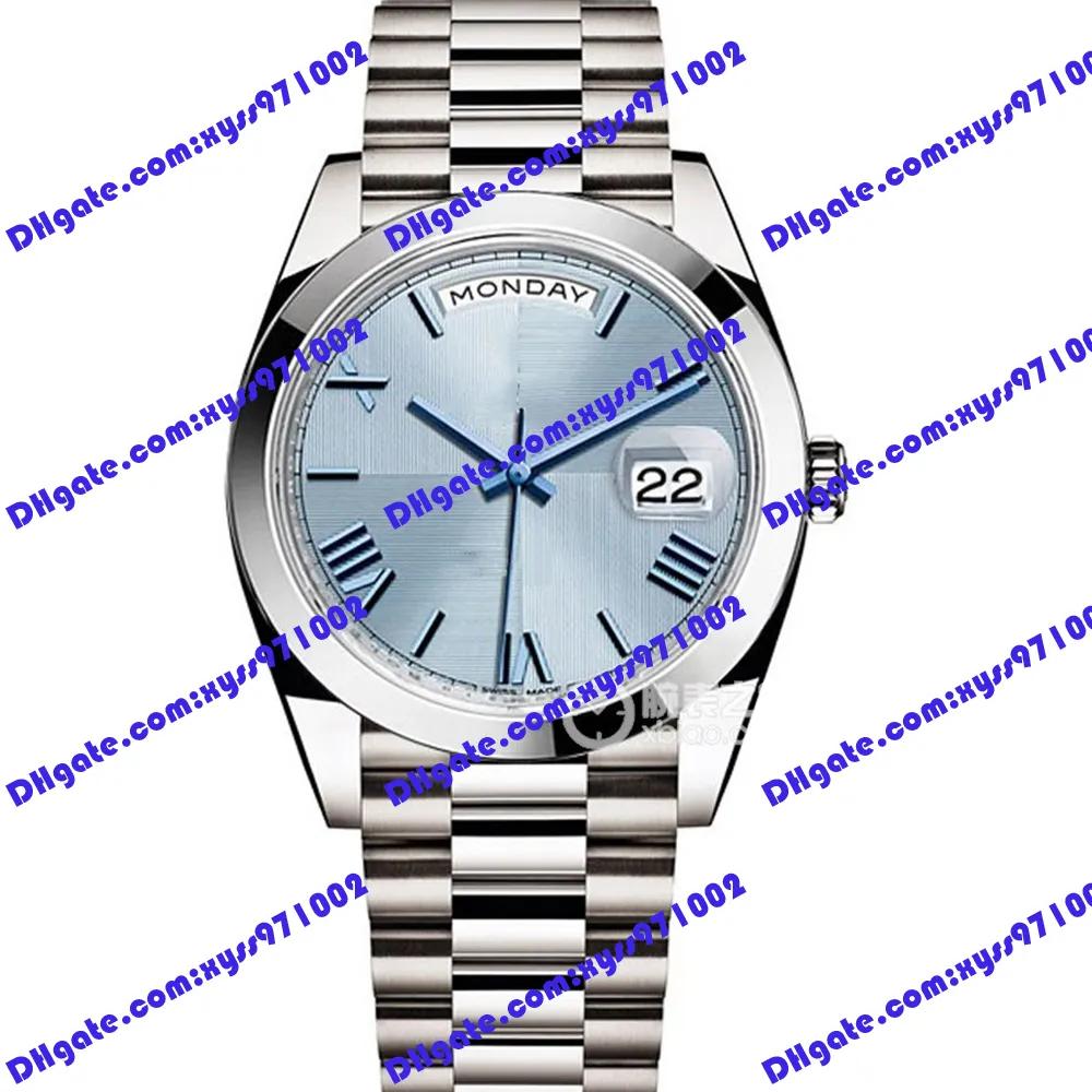 Premium Men's Automatic Wrist Watch: Ice Blue Plaid Dial, Stainless ...