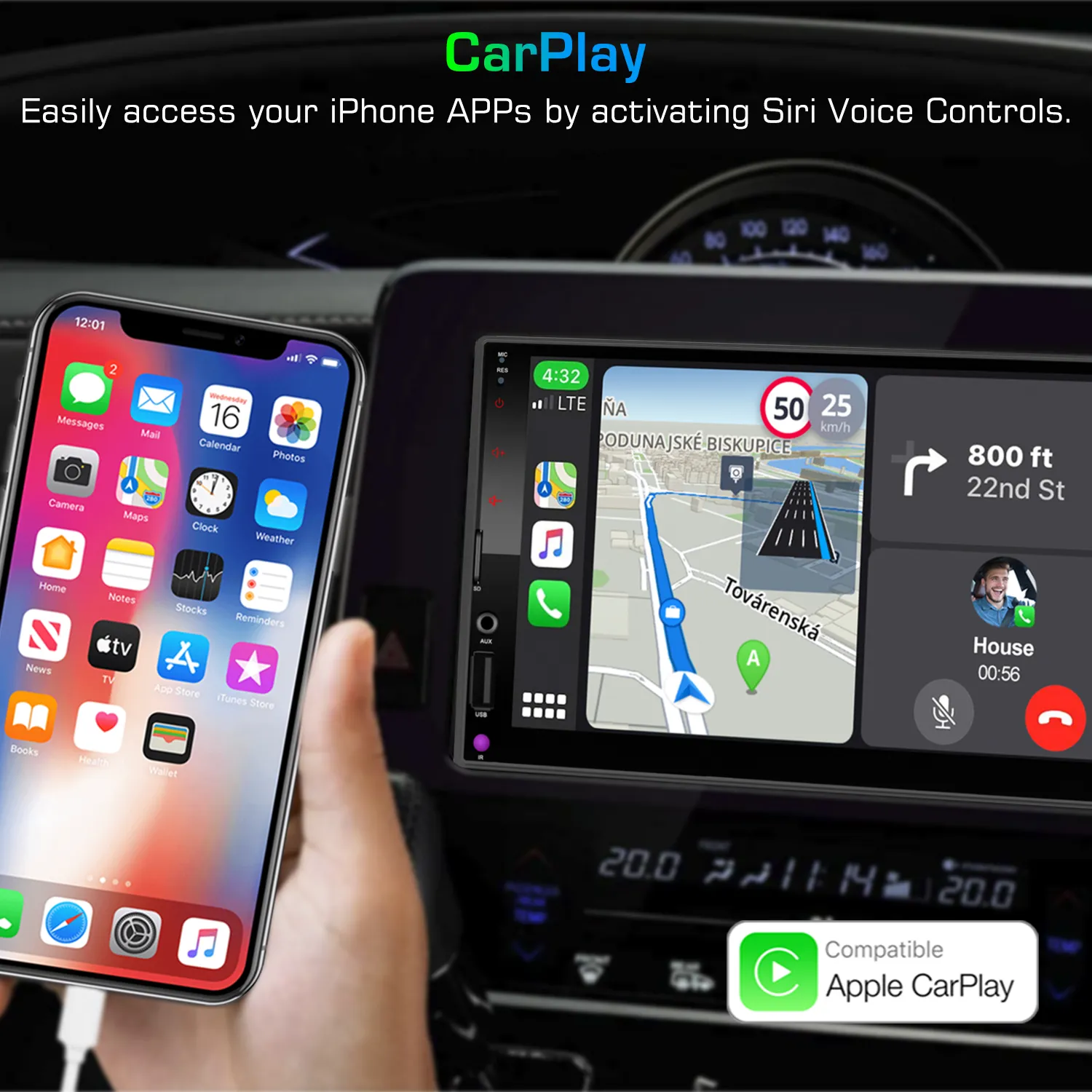 Car Stereo 7 Inch Android Auto Apple CarPlay Bluetooth MP5 Player ...