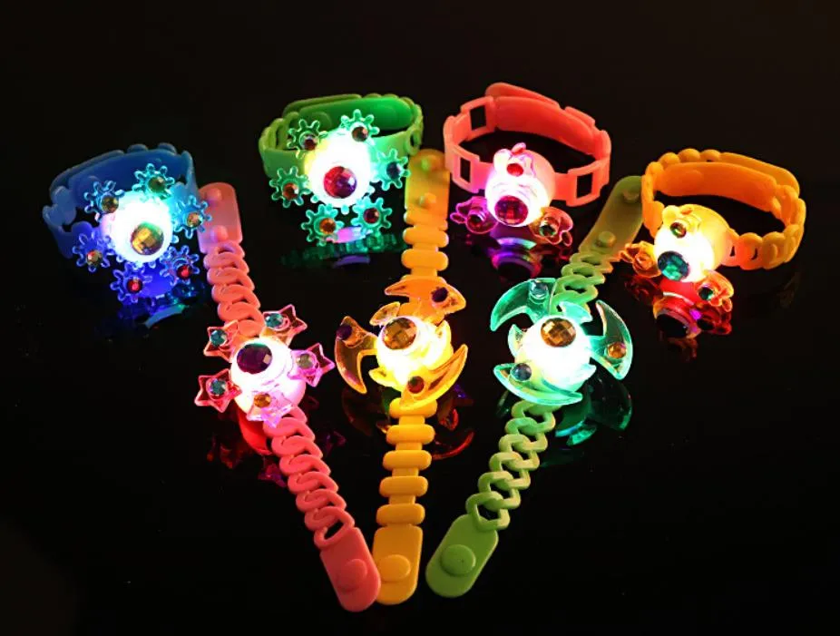 LED Light Up Spinner Bracelet Glow In The Dark Crystal Wristband For ...