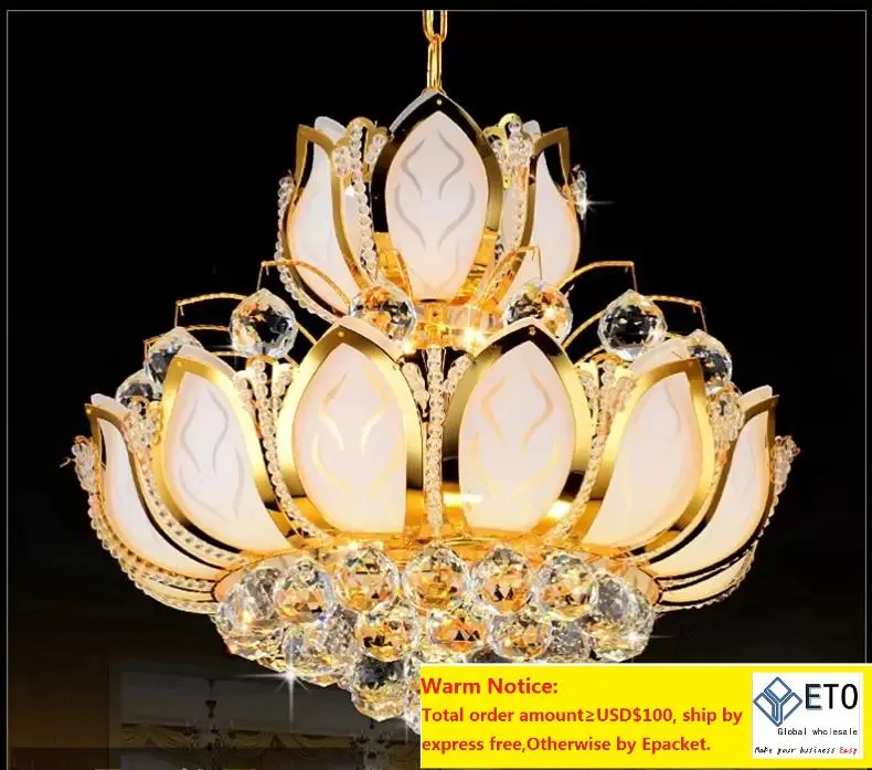 Lotus Flower Ceiling Light Modern Crystal Chandelier Lighting Holder 7 ...