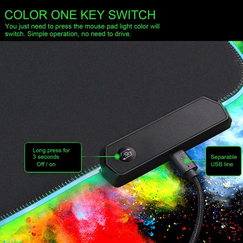 LED RGB Gaming Mouse Pads Soft Breathable Lighted Mouse Mat With Anti ...