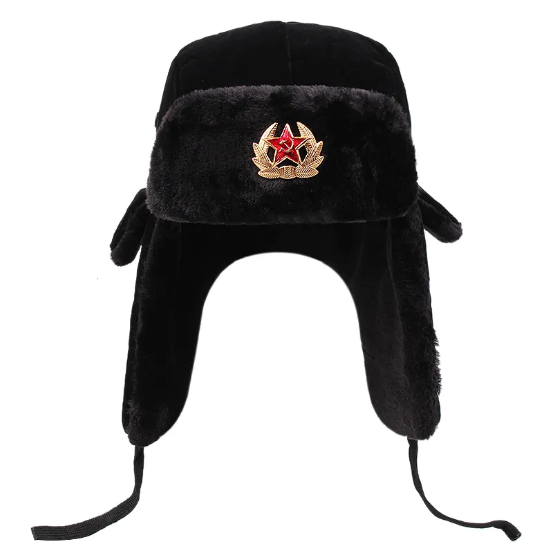 Beanie Skull Cap Soviet Military Badge Russian Ushanka Bomber Hat Pilot ...