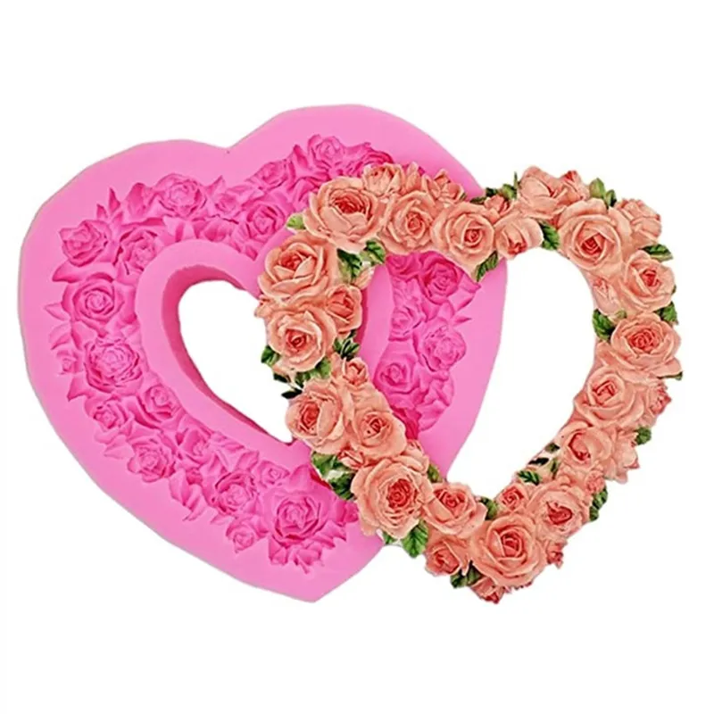 Heart Rose Wreath Silicone Mold Eco-Friendly Silicone Candy Fondant ...