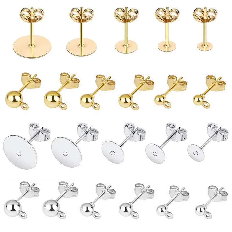 Silver Plated Earring Studs Set - Blank Post Base Pins with Earring ...