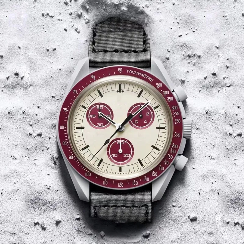 Mens Bioceramic Chronograph Watch, Moon Phase, Nylon Strap, Quartz ...