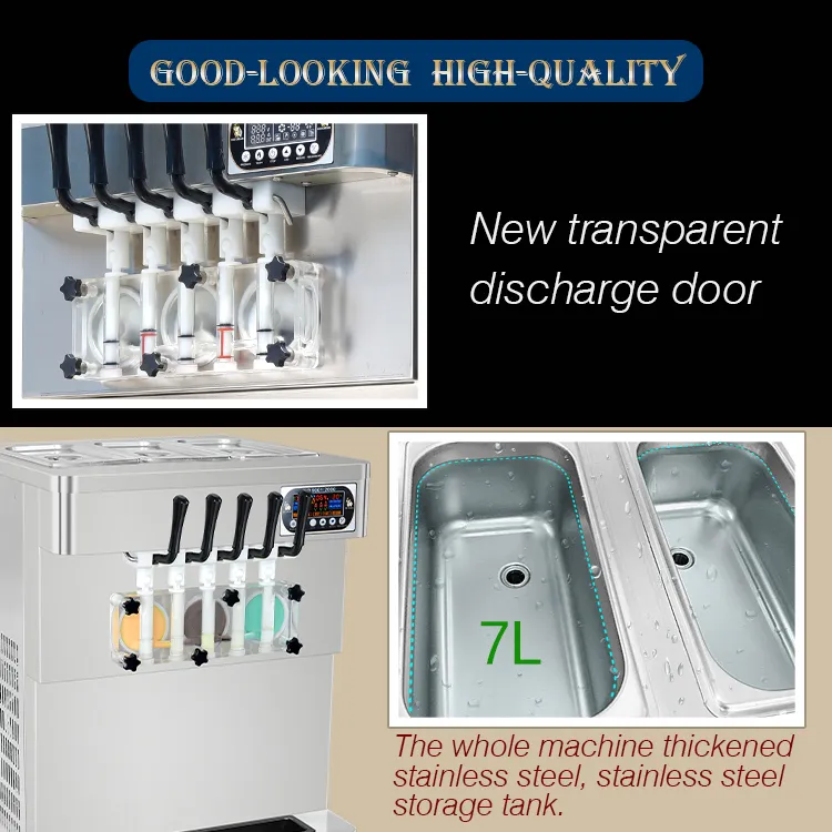 ETL CE Soft Serve Ice Cone Making Machine With 5 Flavors For Kitchen ...