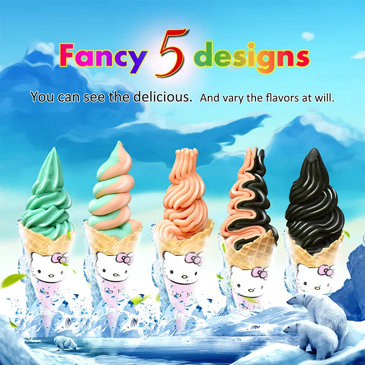 ETL CE Soft Serve Ice Cone Making Machine With 5 Flavors For Kitchen ...