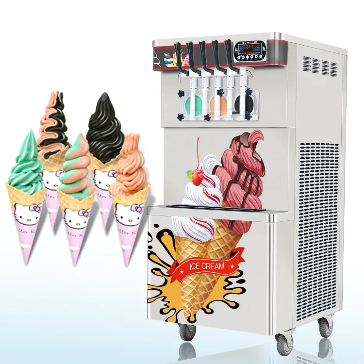 ETL CE Soft Serve Ice Cone Making Machine With 5 Flavors For Kitchen ...