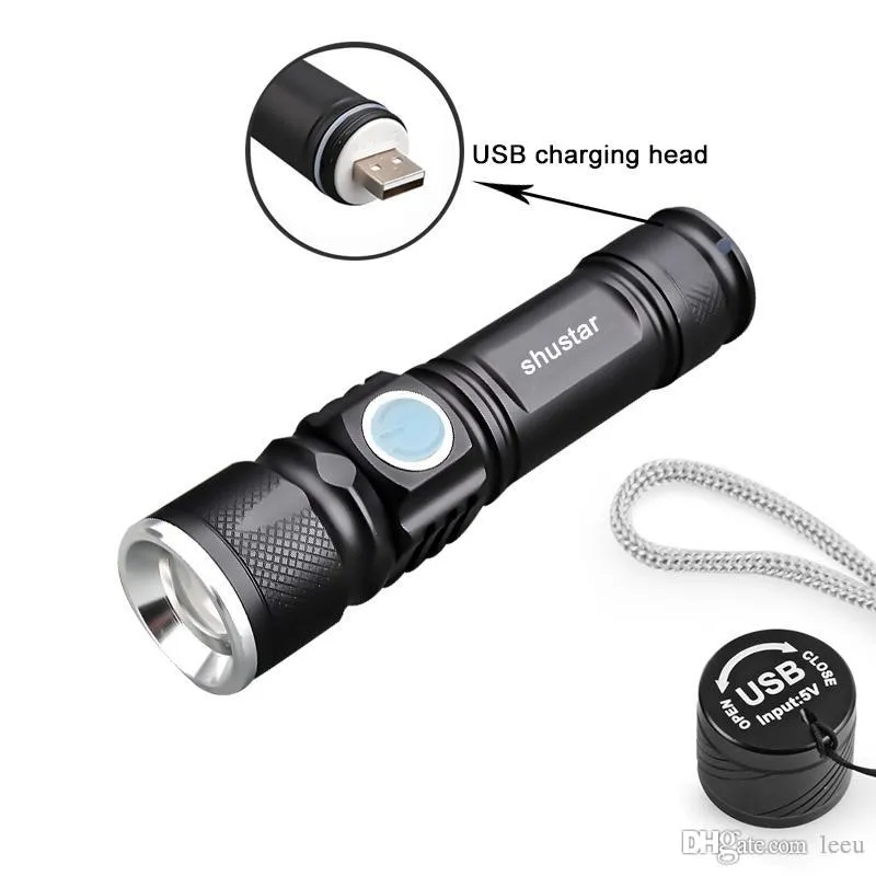 Mini LED Torch: Zoomable Pocket Flashlight, Portable USB Rechargeable ...