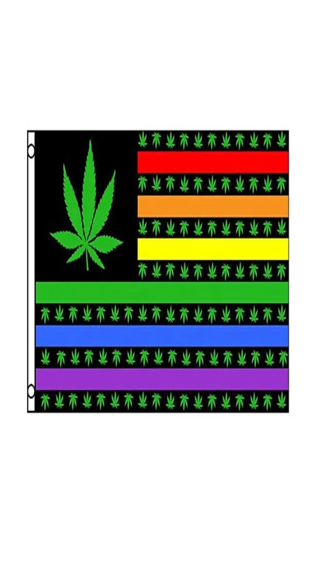 Marijuana Leaf Weed Rainbow Gay Lesbian Pride Flag Vivid Color UV Fade ...