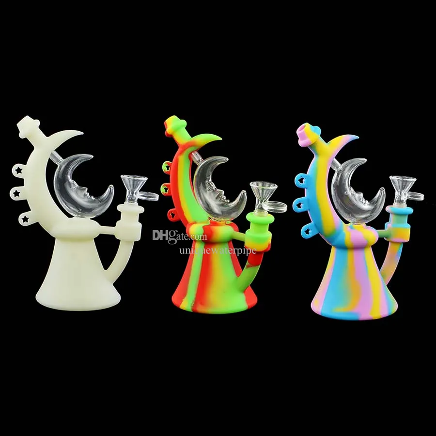 Silicone Water Bongs Moon Shape Hookah Durable & Portable Smoking Pipe ...