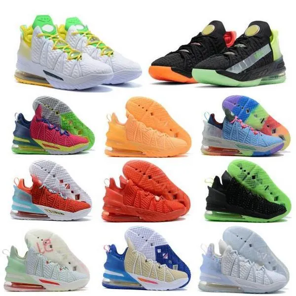 LeBron 18 Basketball Shoes: Dunkman Melon Tint, Black/Crimson, Volt ...