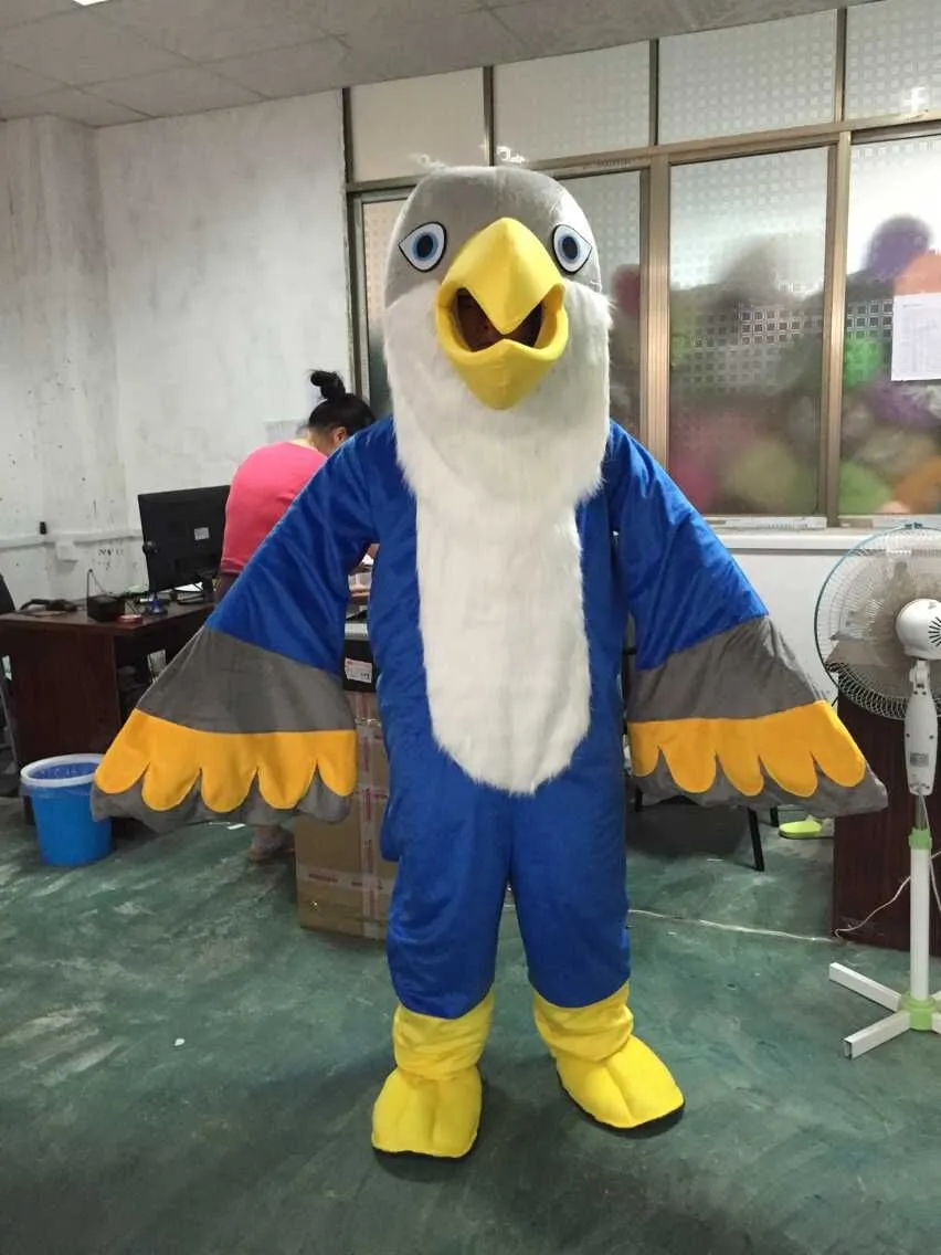 Blue & White Bird Fursuit Big Bird Mascot Costume Long Fur Walking ...