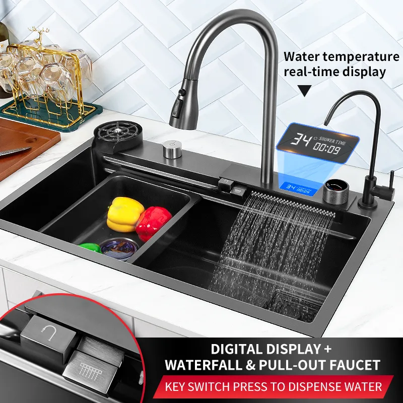 Premium 304 Stainless Steel Kitchen Sink - Nano Coating, Handmade ...