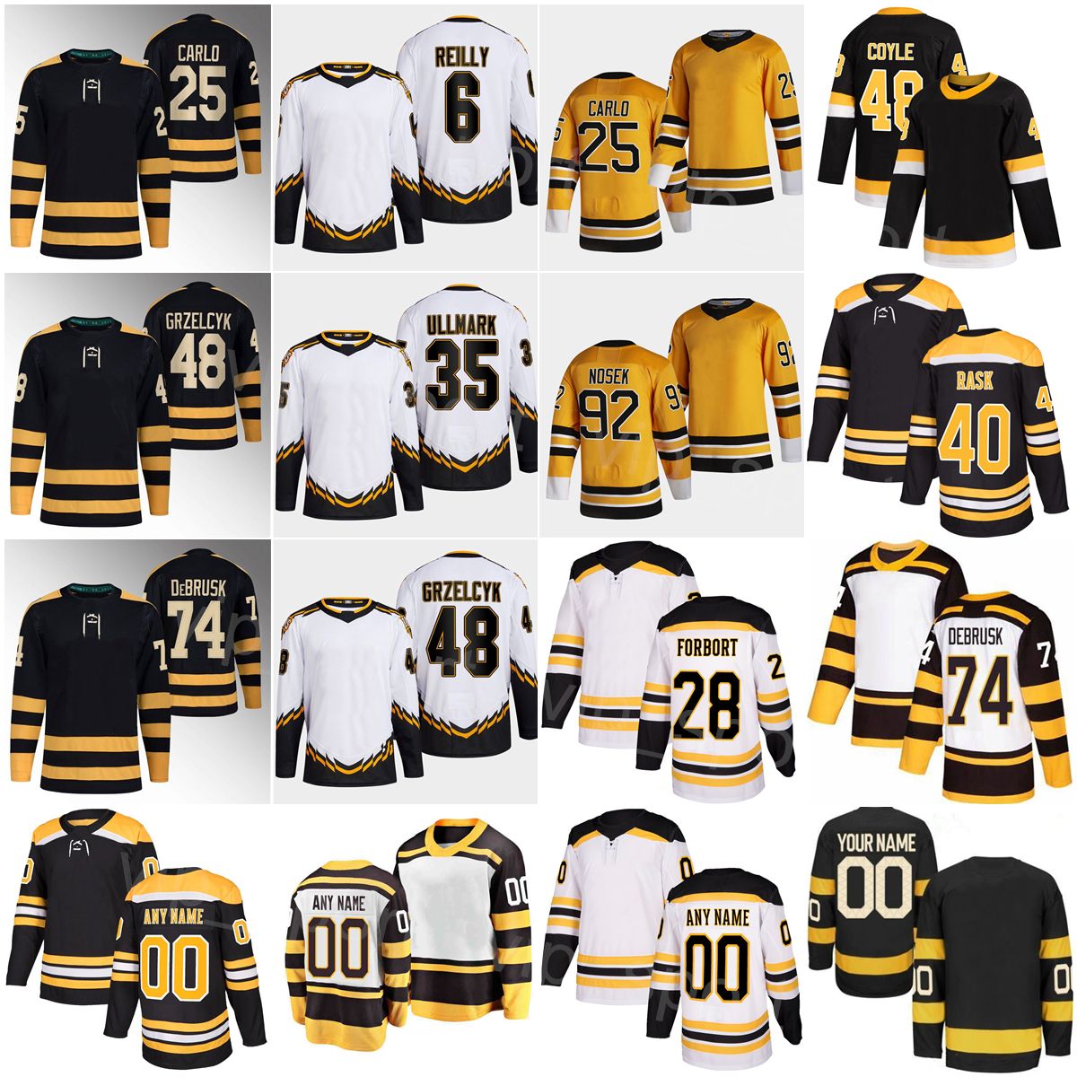 Hockey Retro Inverso 40 Tuukka Rask Jersey 18 Pavel Zacha 27 Hampus ...