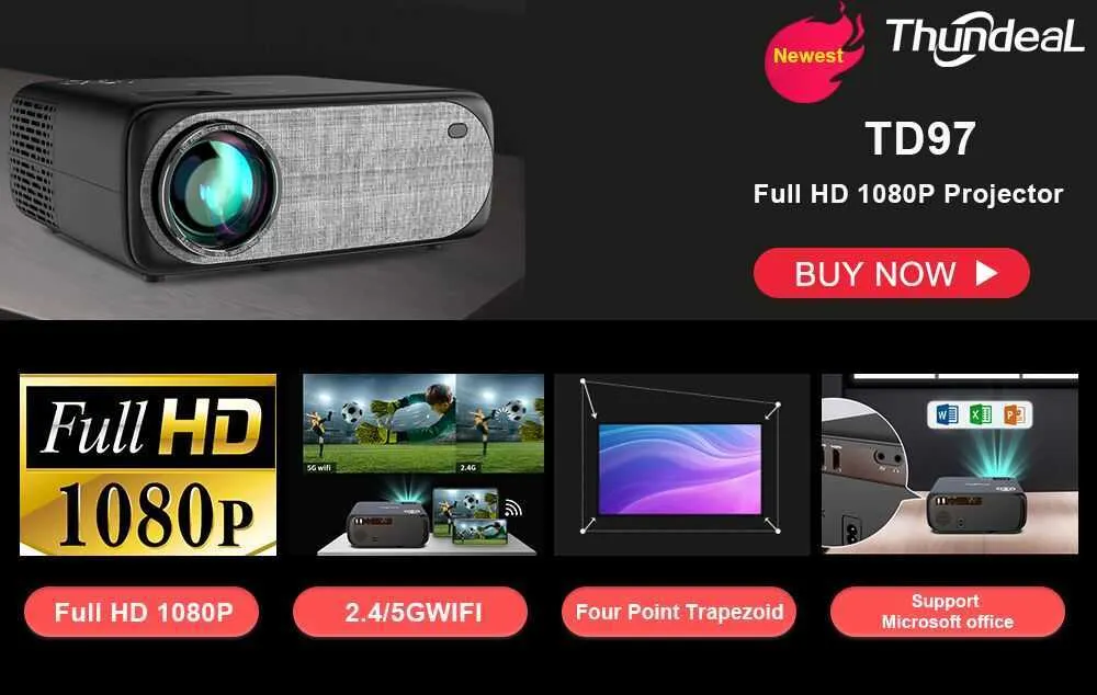 Projectors ThundeaL Mini Projector TD90 Native 1280 X 720P Portable HD ...