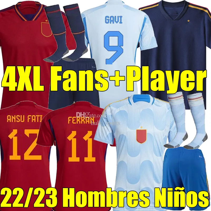 4XL 2022 Spain PEDRI Soccer Jerseys Espana ANSU FATI ASENSIO MORATA FERRAN KOKE GAVI C.SOLER ...