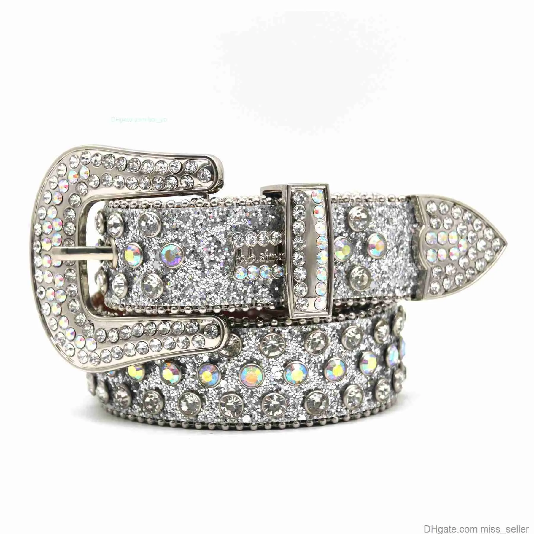 Designer BB Simon Belt For Men And Women Shiny Flower Buckle With