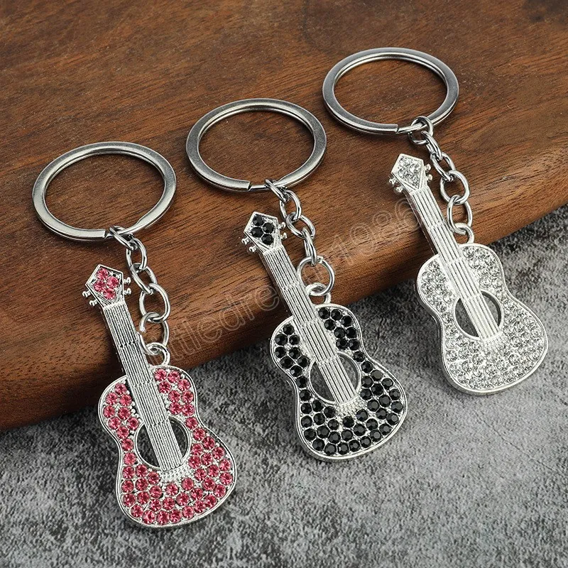 Rhinestone Colorful Keychains Crystal Guitar Key Ring Key Chains for ...