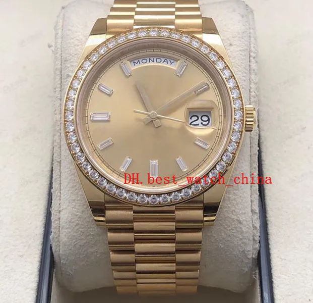 Series 18k Gold Diamond Automatic Mechanical Face Watch Men's Watche's ...