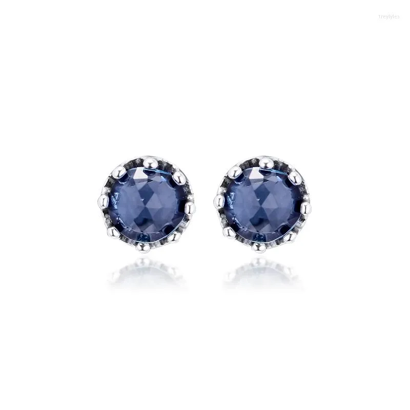 Stud Earrings QANDOCCI 925 Sterling Silver Earring Blue Sparkling Crown For Women Original Fashion Jewelry Pendientes