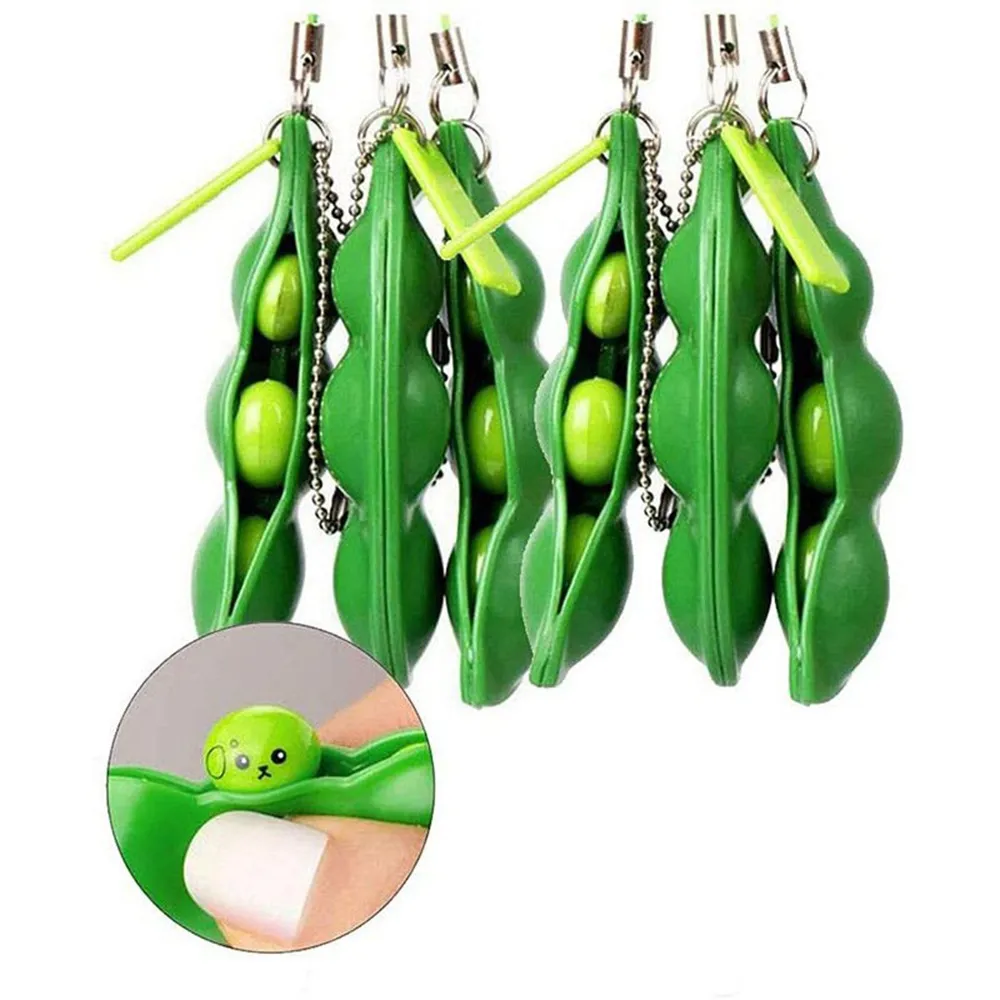 Squishy Fidget Toys Anti Stress Pea Pod Keychain Decompression Squeeze ...