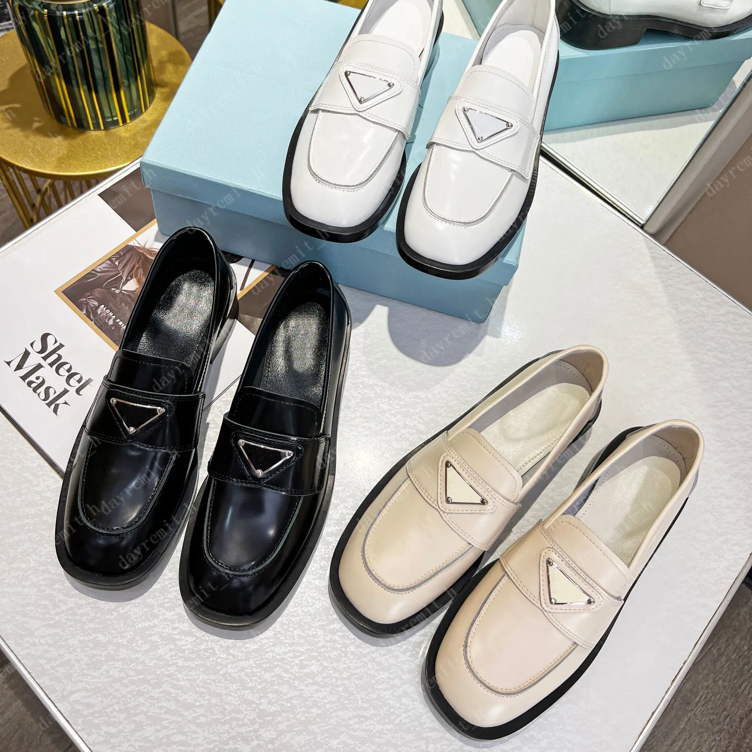 Designer Shoes Monolith Shoes Triangle Logo Sneakers Black Leather Shoe ...