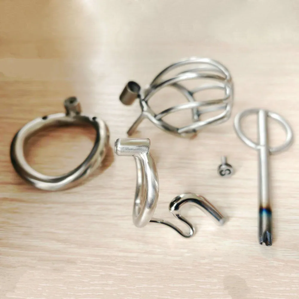 Male Chastity Devices PA Cock Lock Glans Piercing Curve Penis Ring ...