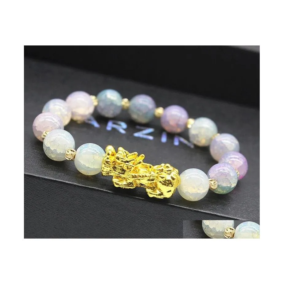 Natural Stone Feng Shui Bracelet With Gemstone Strands Pixiu Wealth ...