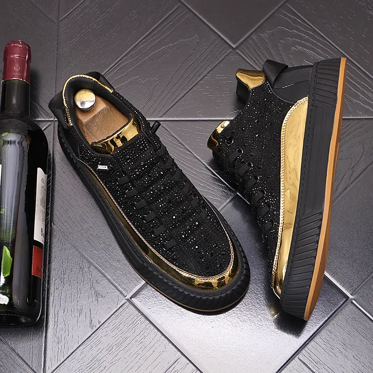 Wholesale Luxury Rhinestone High Top Men's Mens Designer Shoes Designer ...