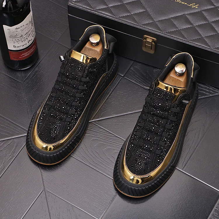 Wholesale Designer Prom Shoes Mens Rhinestone Accented High Top ...