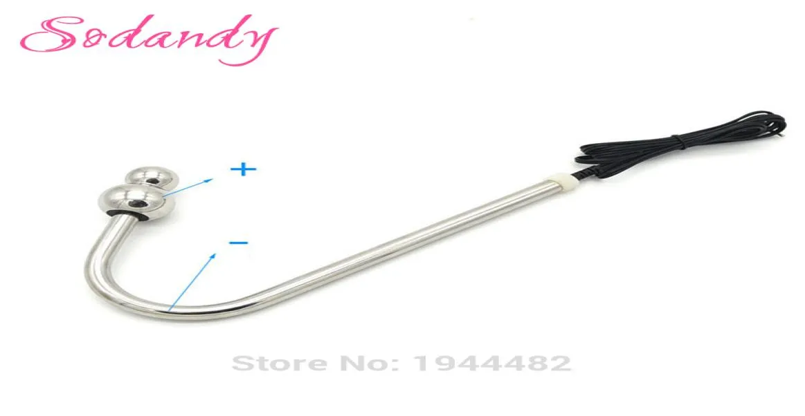 Bipolar Electrode Electro Stimulation Prostate Stimulator Stainless Steel Anal Hook Electric