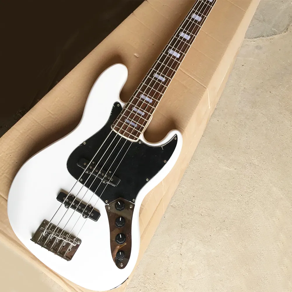 DHgate.com:5-String White Electric Bass Guitar with Active Circuit ...