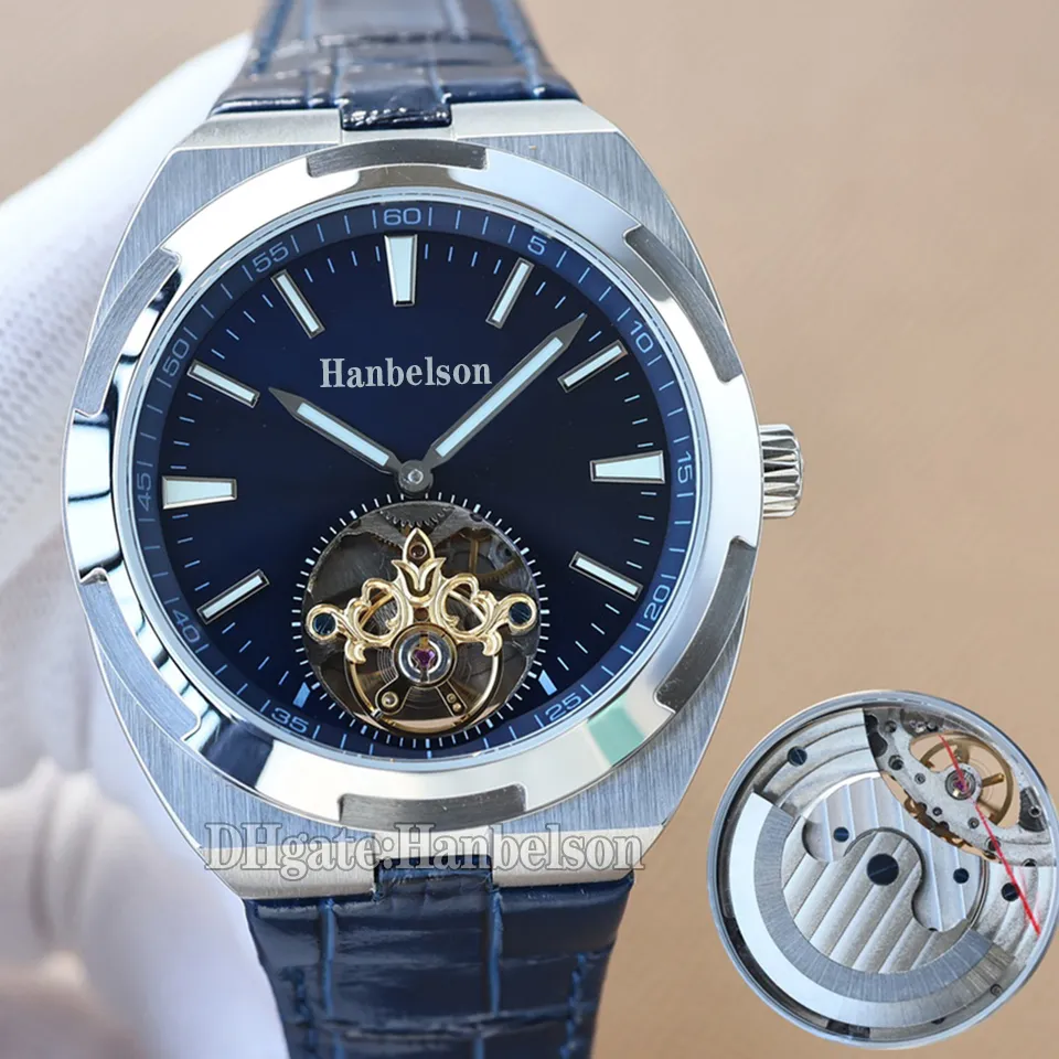 Mens Ice Blue Tourbillon Automatic Leather Watch From Hanbelson, $102. ...