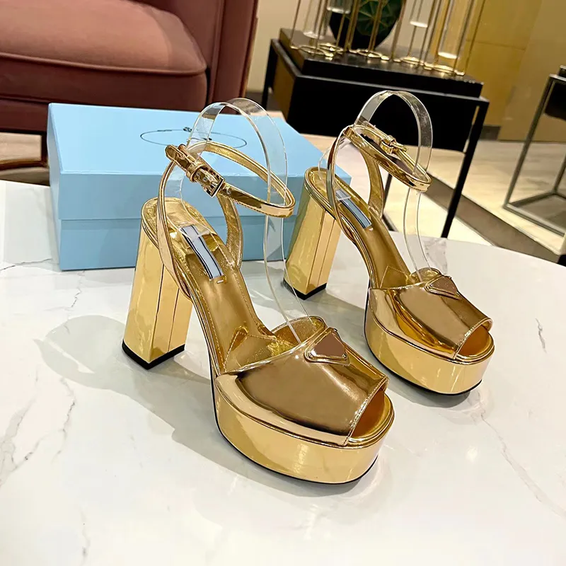 Bulk Women's Gold Platform Sandals 2024, 13CM Chunky Heels, Genuine ...