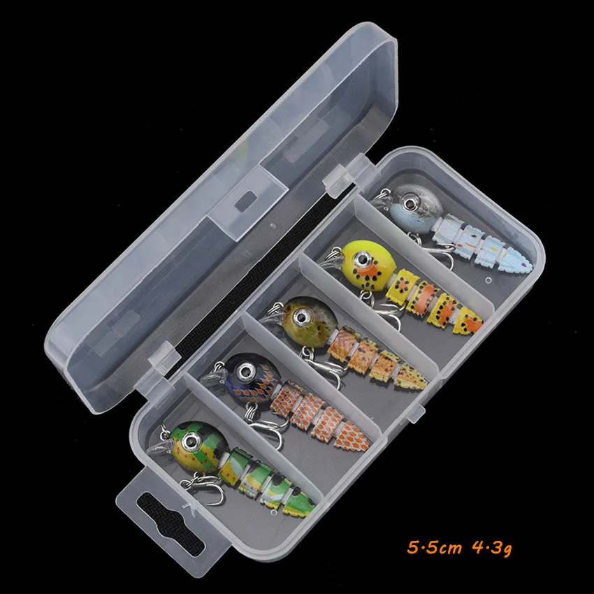 DHgate.com:5.5cm 4.3g Multi-section Hook Hard Baits & Lures with 8 ...