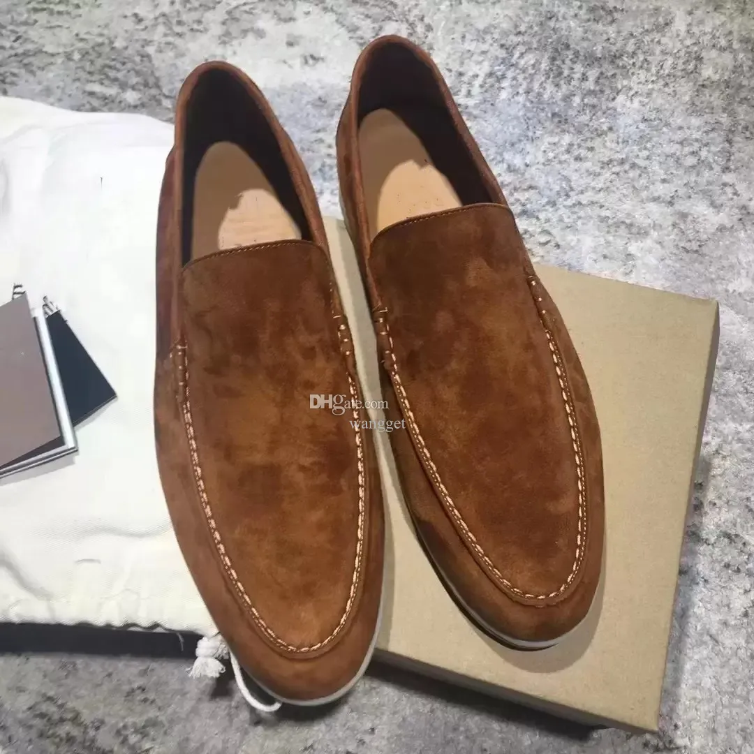 Unisex Genuine Leather Suede Loafers Embellished Summer Casual Slip On ...