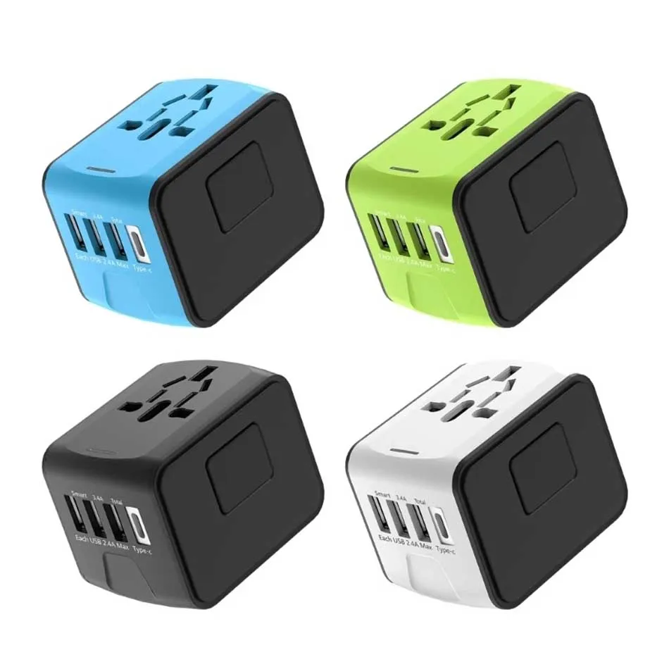Universal Travel Plug Adapter International Charger 3 USB Ports Type C ...