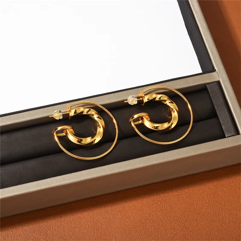 Niche Design Stud Personality Double Layer Earring S925 Silver French ...