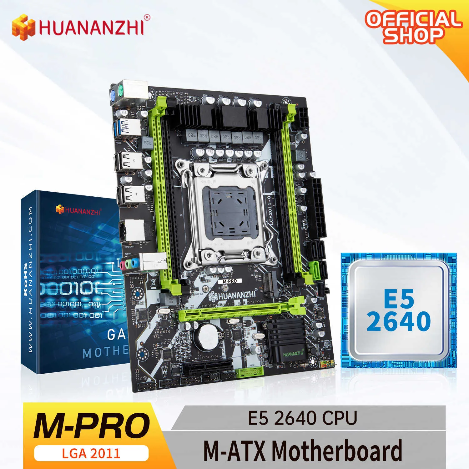 HUANANZHI M PRO LGA 2011 Motherboard With Xeon E5 2640 CPU Combo Kit ...