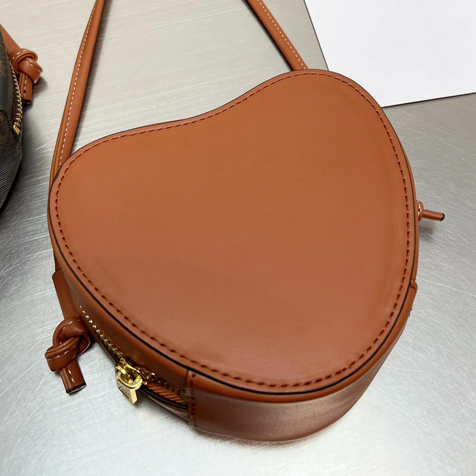 Heart Shaped Leather Crossbody Bag With Gold Zipper Closure Mini ...